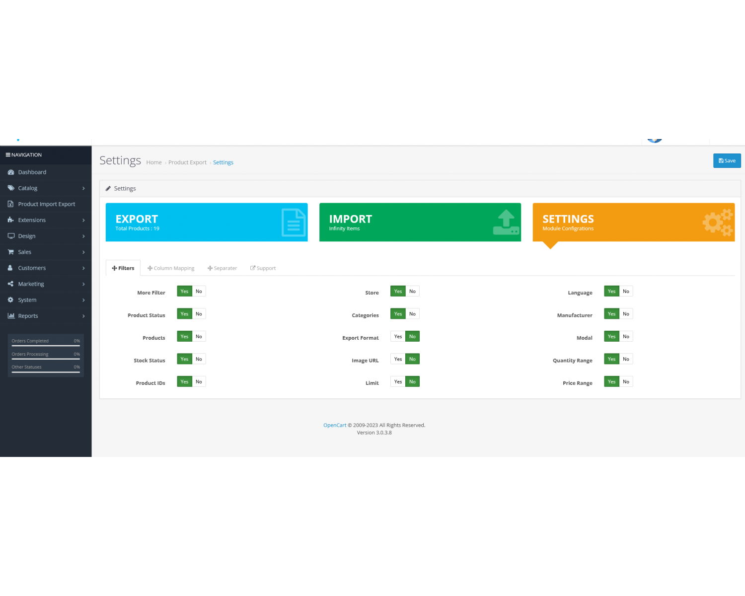 Download Module Product Import Export Pro Exel, CSV for OpenCart and OcStore