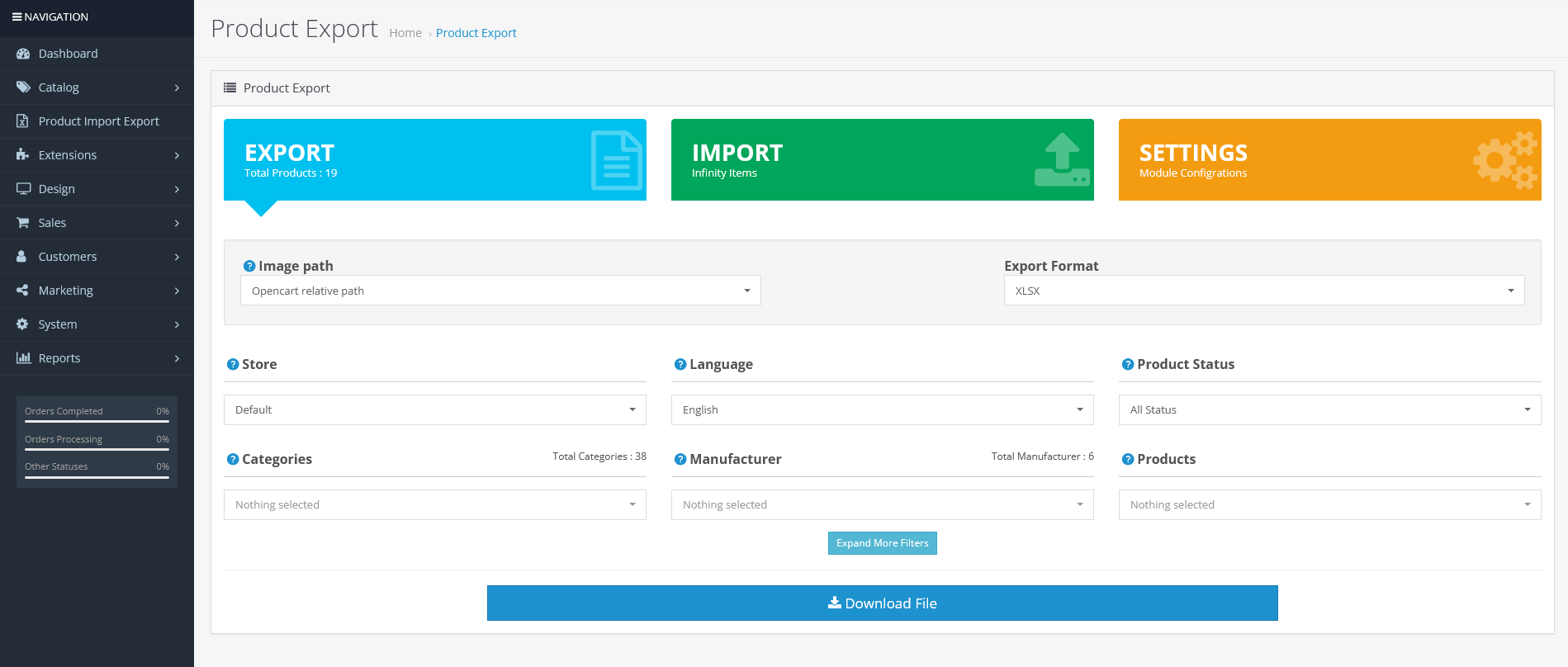 Download Module Product Import Export Pro Exel, CSV for OpenCart and OcStore